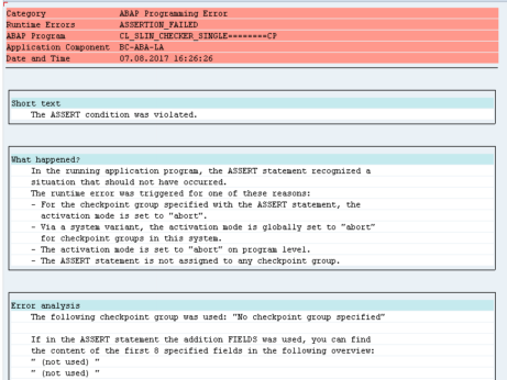 Exception condition "INCONSISTENCY" raised. - ABAP Academy