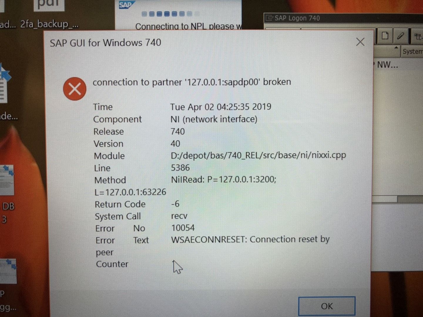 Log file: /sybase/NPL/startdb.log - Loading SAP system stops here ...
