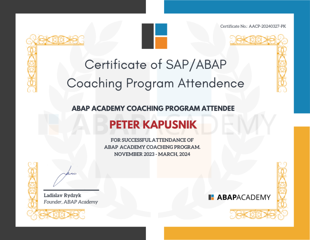 AACP-20240327-PK - ABAP AcademyABAP Academy